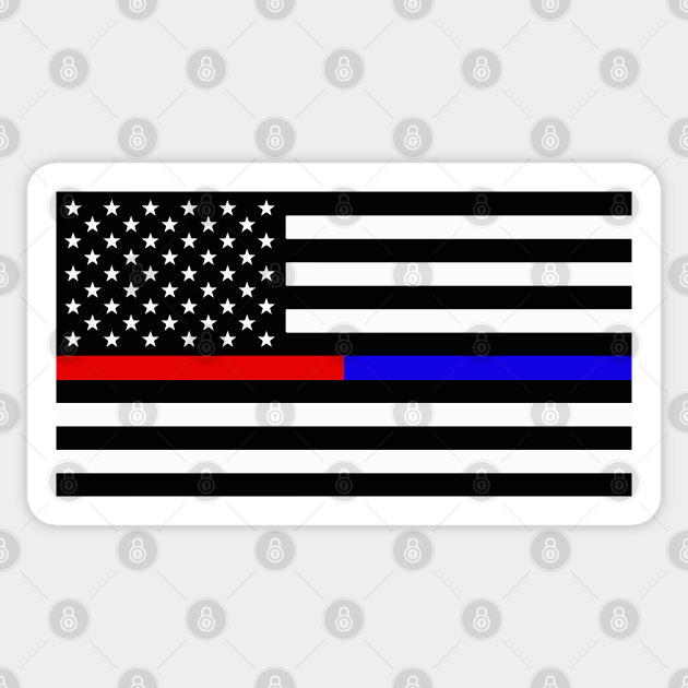 Thin Red and Blue Line American Flag - Thin Red And Blue Line - Sticker ...