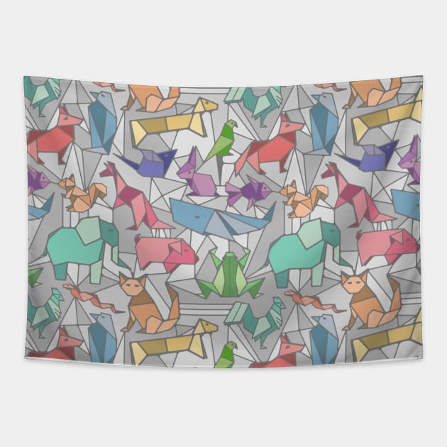 Origami Animals in Muted Rainbow Colors - Origami Animals - Tapestry ...