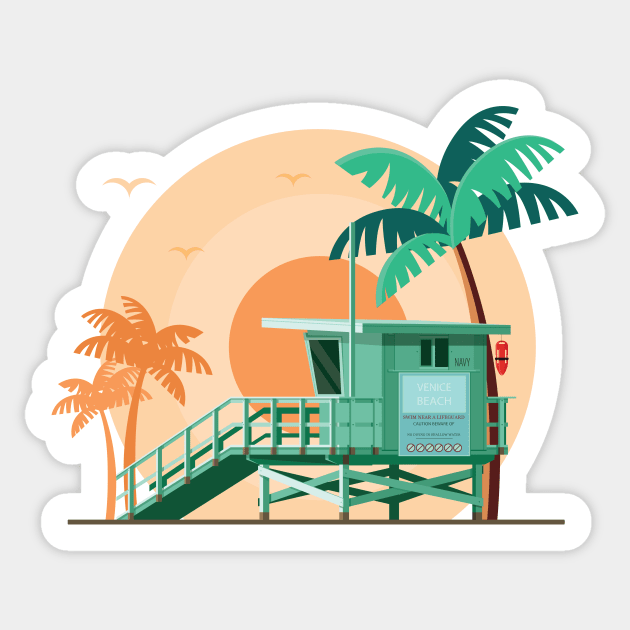 Venice Beach - Lifeguard - Sticker | TeePublic