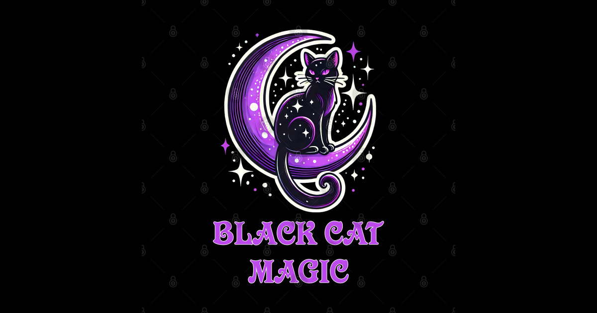 Black Cat Design for Feline Lovers - Magic Cat - Sticker | TeePublic
