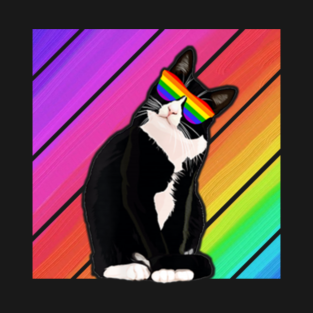Funny Cat Gay Pride Lgbt Rainbow Sunglasses Cat Gay T Shirt Teepublic
