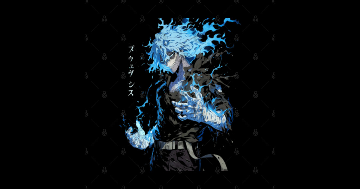 Blue Flame Anime Character Art - Anime - Sticker | TeePublic