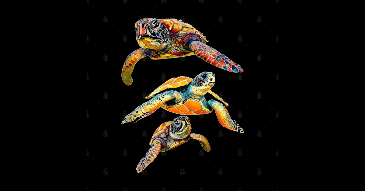 Beautiful Colorful Sea Turtles - Sea Turtle - Sticker | TeePublic