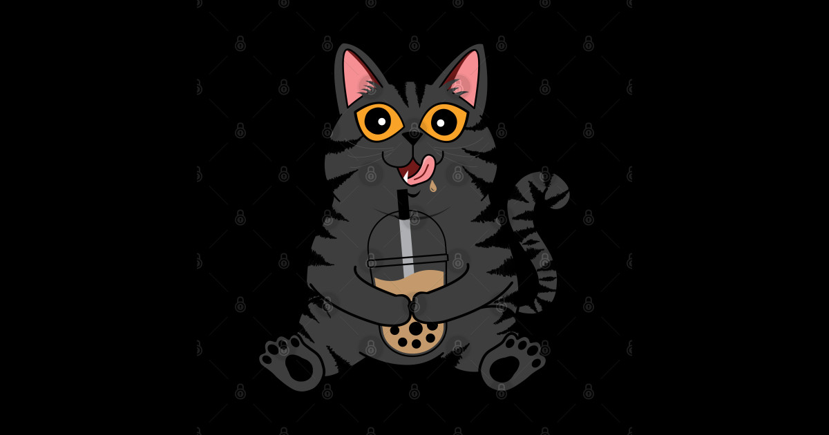 I Love Boba Cat | Grey Tabby - Boba Drinking Calico Kitty - Sticker ...