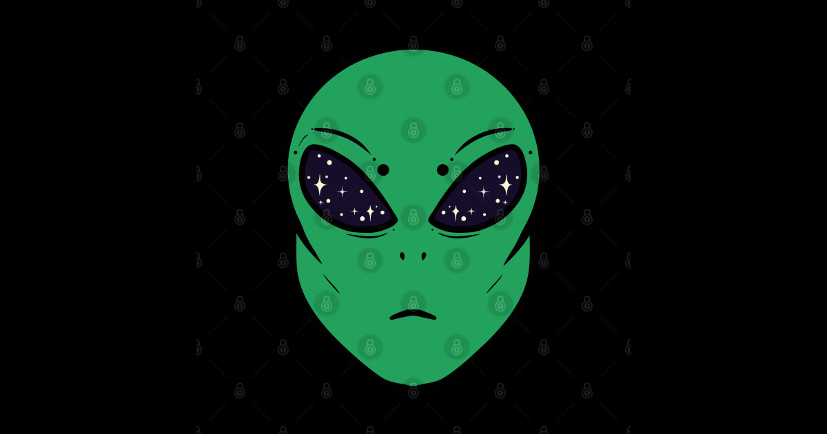 Green Alien Face - Alien - Sticker | TeePublic