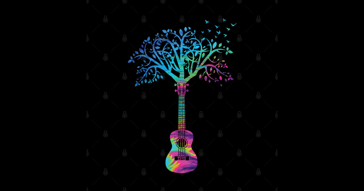 Ukulele Tree Colorful Texture - Ukulele Tree - Sticker | TeePublic