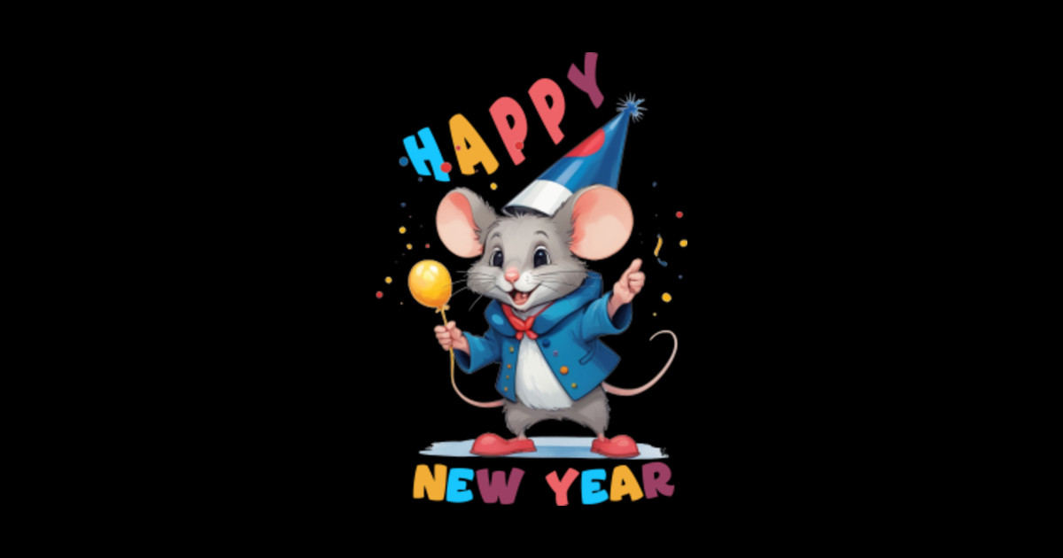 cute france mouse celebrate the new year 2025 - New Year 2025 - Posters ...