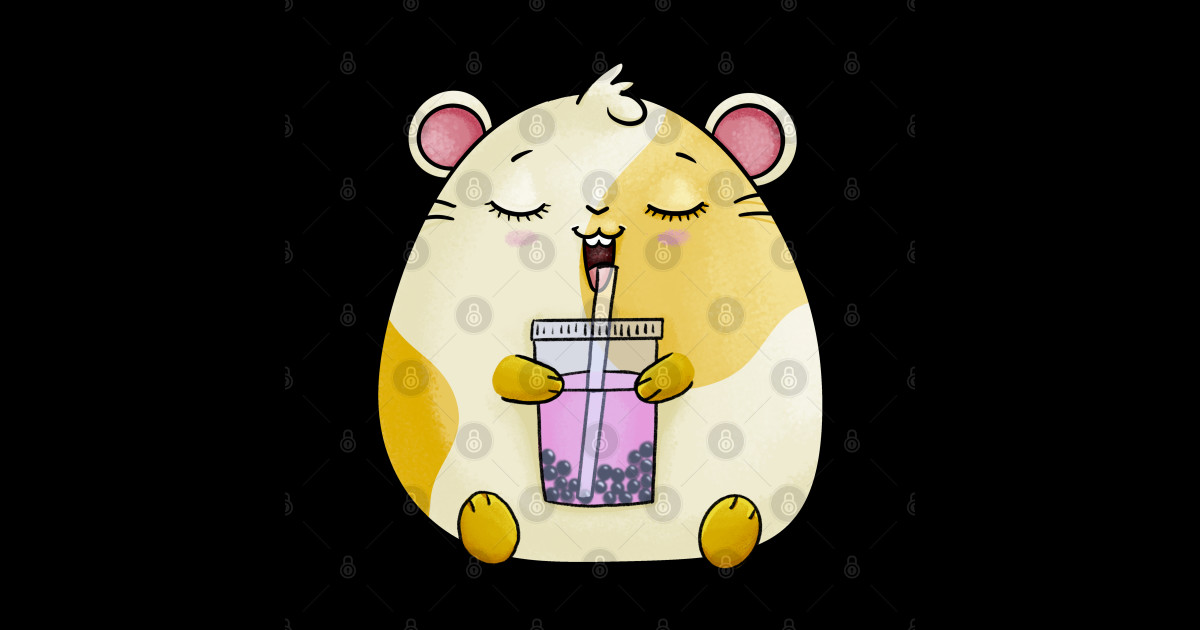 Cute Kawaii Hamster enjoying his Boba Tea - Hamster - Magnet | TeePublic