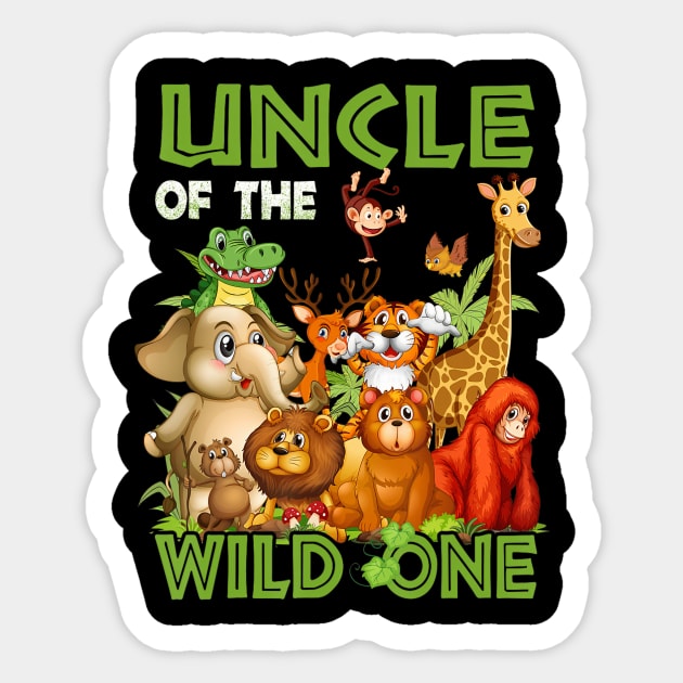 Jungle Animals Gift For Uncle Of The Wild One - Wild One - Sticker ...