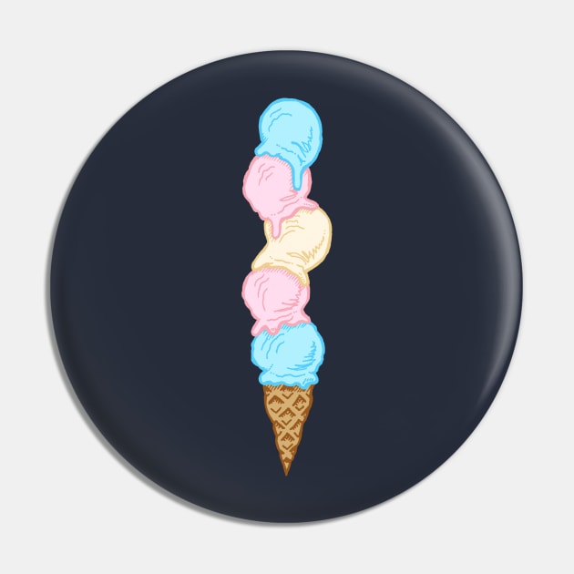 Trans Pride Flag Ice Cream Cone - Queer Ice Cream - Pin | TeePublic