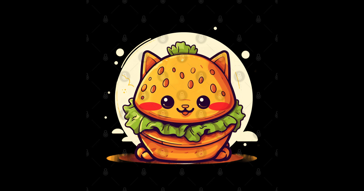 Catburger Kawaii Style Cat Burger - Catburger - Sticker | TeePublic