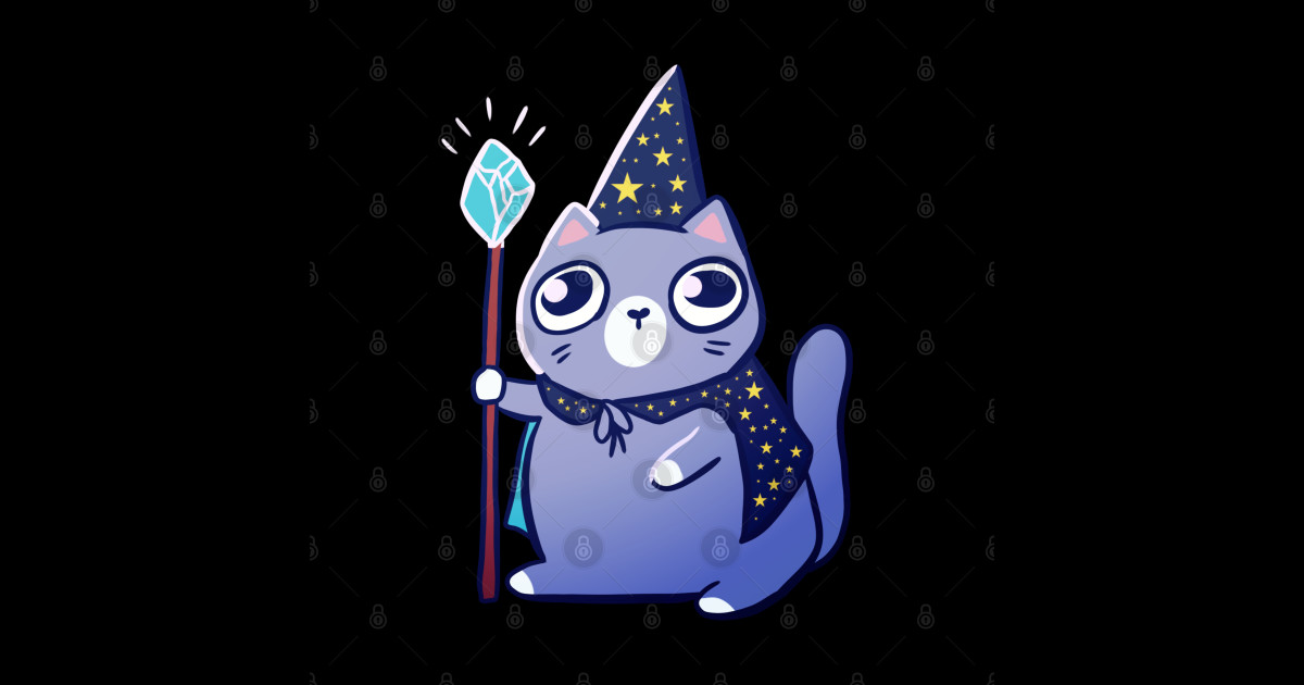 Funny magical wizard cat - Wizard Cat - Sticker | TeePublic