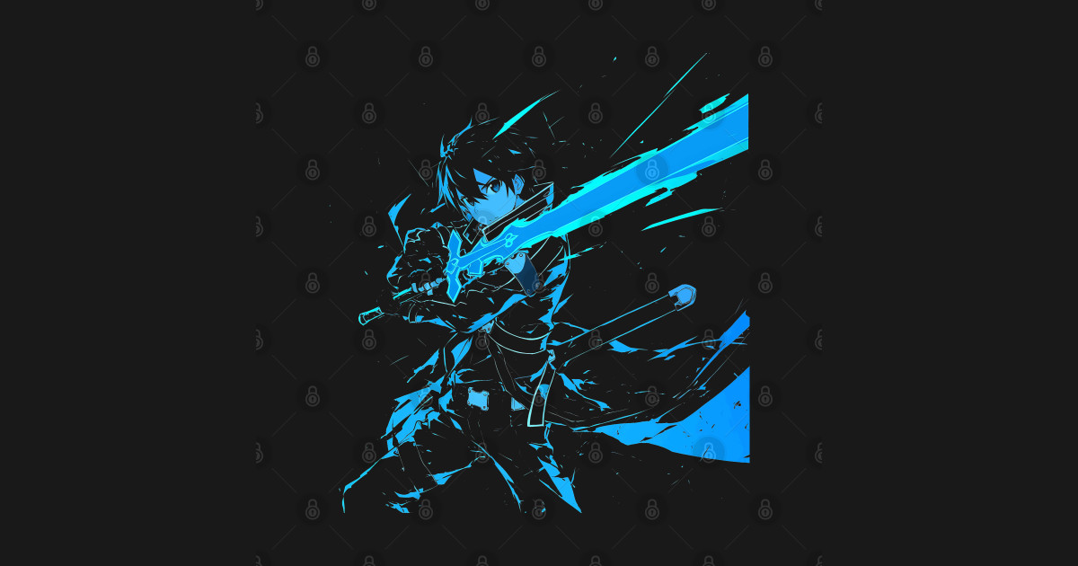 Kirito Blue Sword Slash Fan Art - Kirito - T-Shirt | TeePublic
