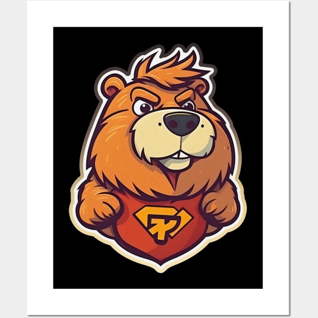 Super hero capybara cartoon illustration - Capybara - Posters and Art ...