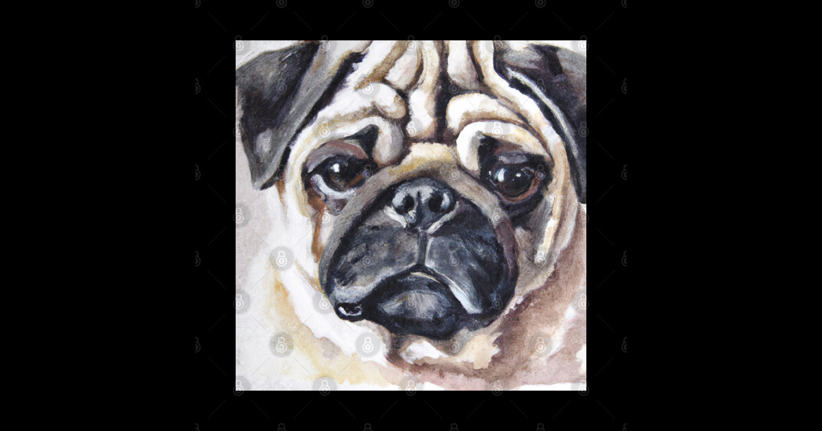 Pug Watercolor Painting - Dog Lover Gifts - Pug - Sticker | TeePublic