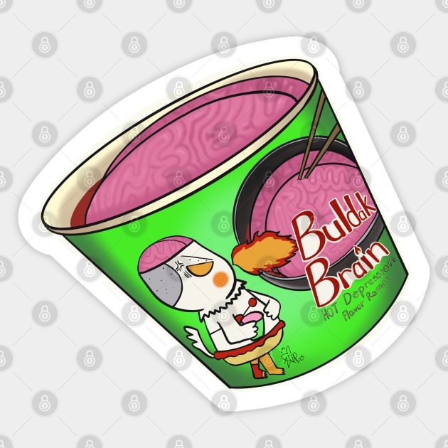 Buldak Brain Ramen, Hot Depression Flavor - Meme - Sticker | TeePublic