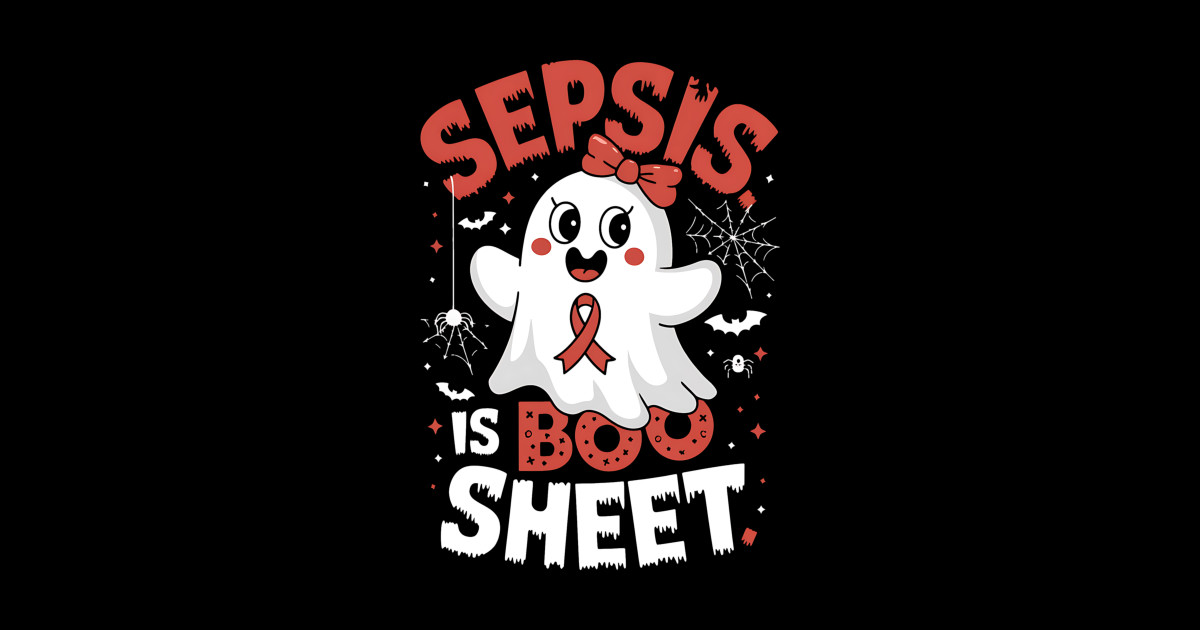 Sepsis is Boo Sheet Halloween Cute Ghost Red Ribbo - Sepsis Is Boo ...