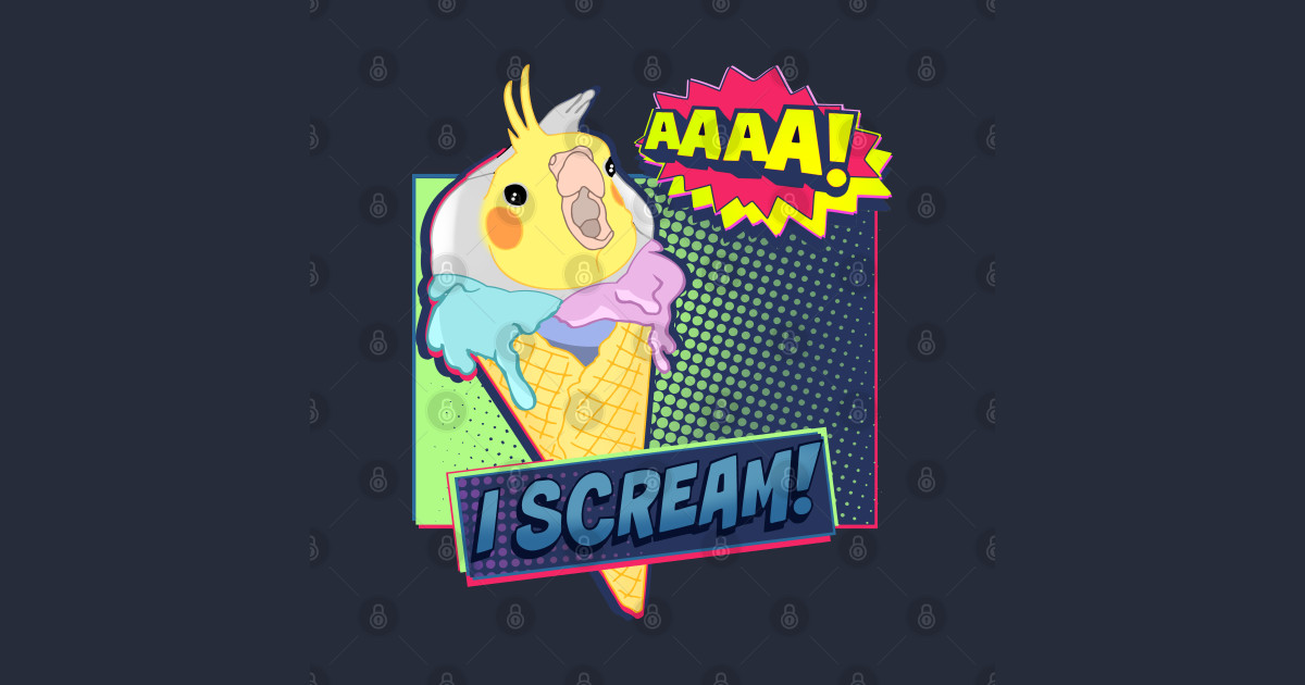 Ice Cream I scream Cockatiel Comic - Birb Memes - T-Shirt | TeePublic