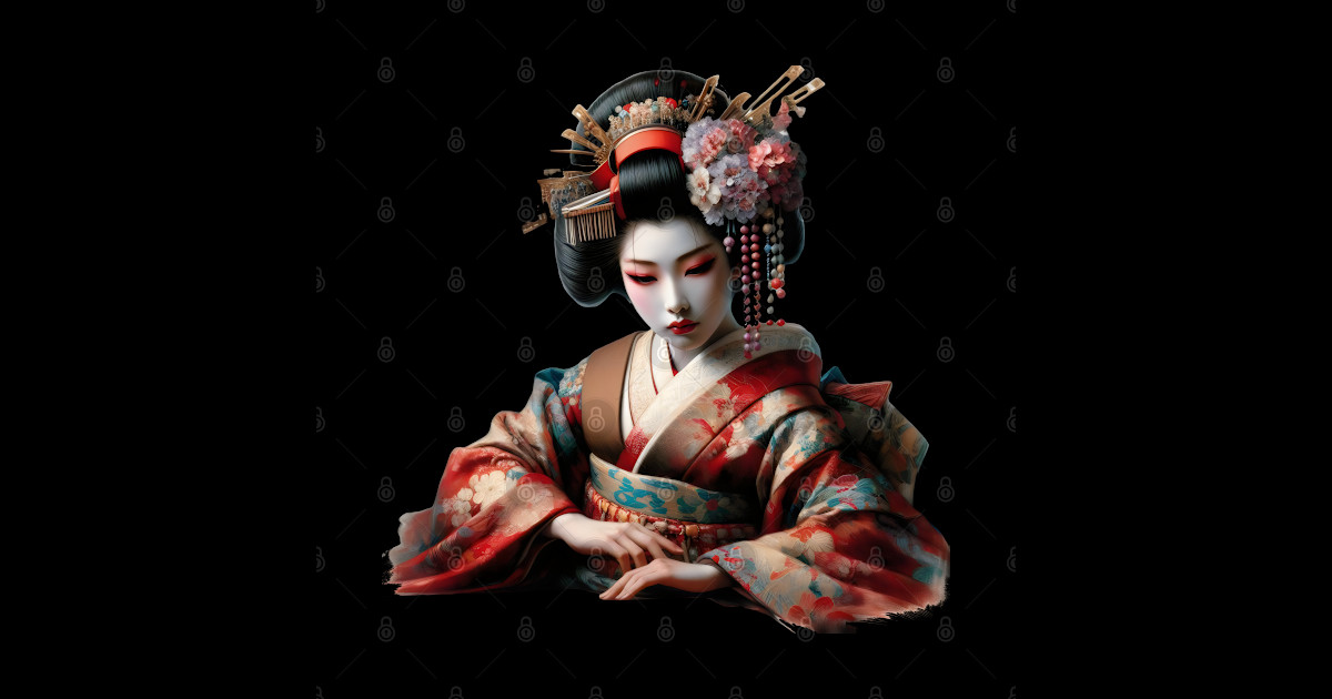 Japanese Geisha Painting - Japanese Geisha - Sticker | TeePublic