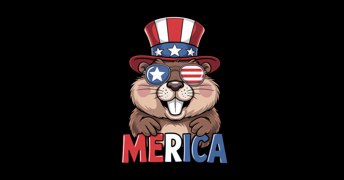 Merica North American Beaver Patriotic 4th of July - 4th Of July ...