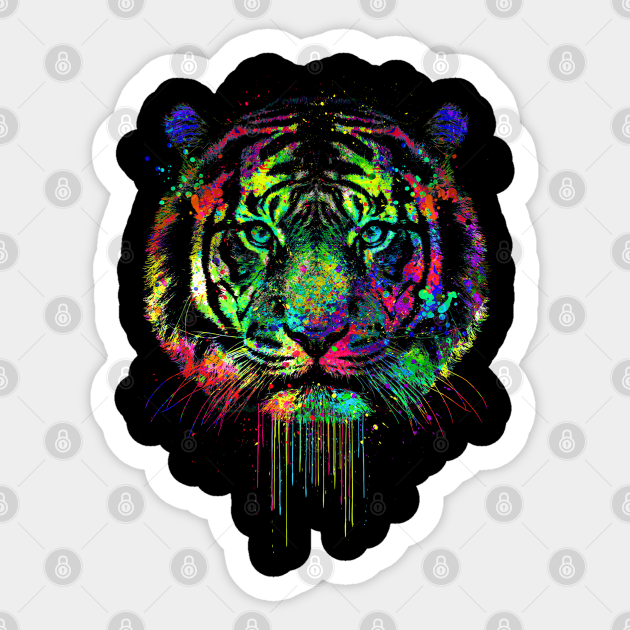 Colorful Dripping tiger - Tiger - Sticker | TeePublic