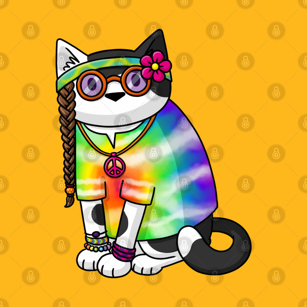Hippy Cat - Cat - T-Shirt | TeePublic