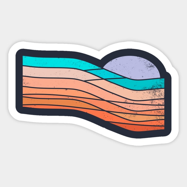 Sunset Planet Wave - Retro - Sticker | TeePublic