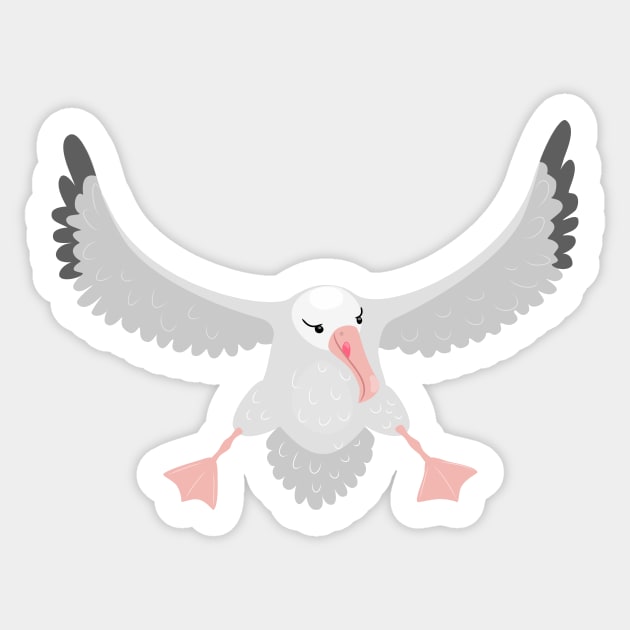 Cute albatross bird flying cartoon illustration - Albatross - Sticker ...