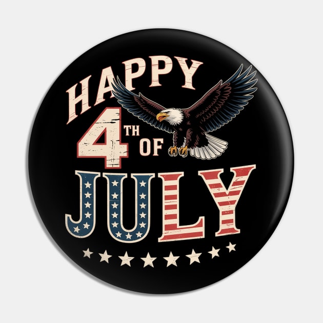 Patriotic American Flag Happy 4th Of July - Happy - Pin | TeePublic