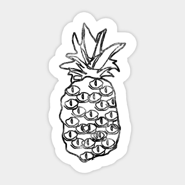 Scratchy Possessed Pineapple - Fruit - Sticker | TeePublic