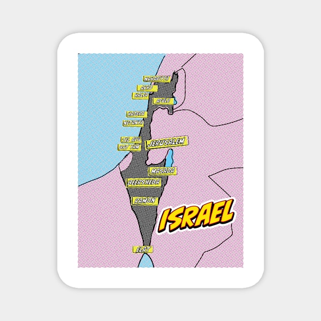 Israel Pop Art Map - Israel Pop Art Map - Magnet | TeePublic