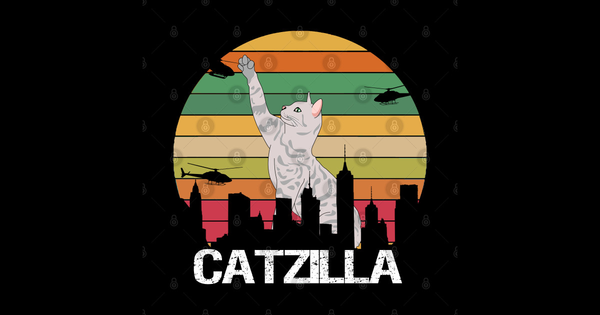 funny catzilla - Catzilla - Sticker | TeePublic