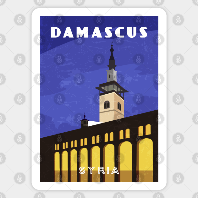 Damascus, Syria.Retro travel poster - Damascus Syria - Sticker | TeePublic
