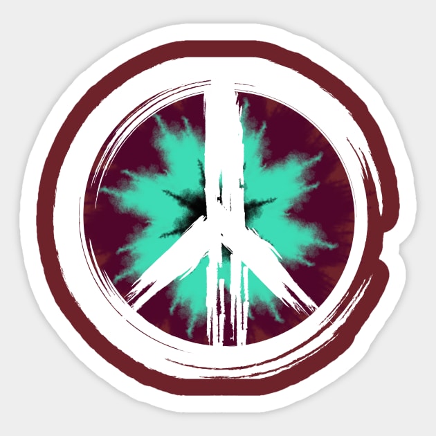 Maroon/Teal Tie-Dye Peace Sign - Peace Sign - Sticker | TeePublic