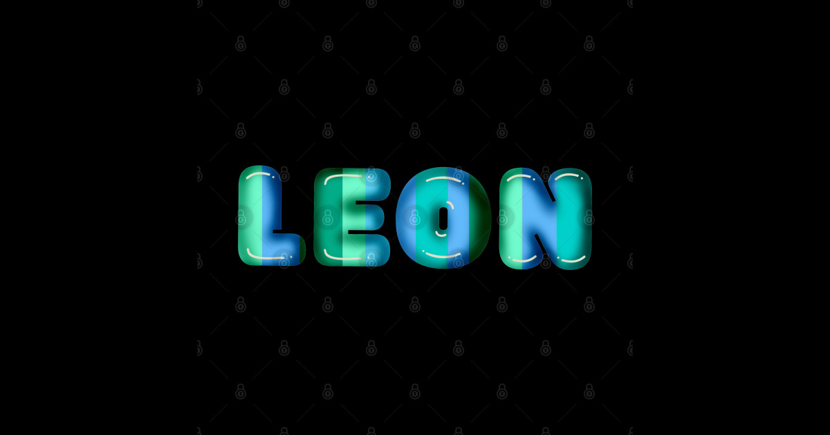 Leon baby boy name blue green kawaii 3d letters - Leon - Sticker ...