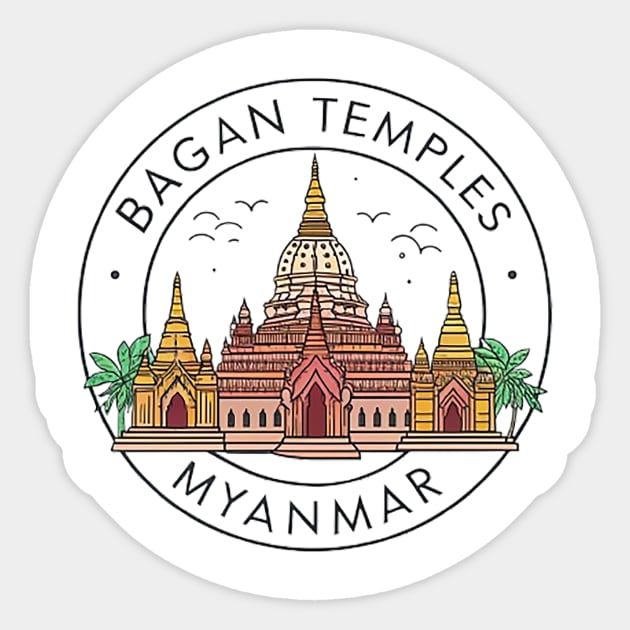 Bagan Temples Myanmar - Bagan - Sticker | TeePublic