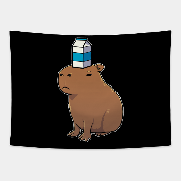 Capybara with Milk on its head - Capybara Art - Tapestry | TeePublic
