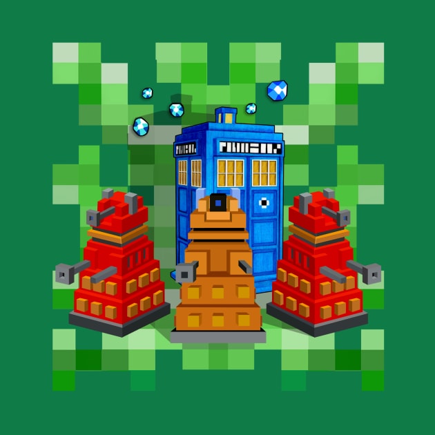 8bit Robot Droid Dalek With Blue Phone box - Doctor Who - Phone Case ...