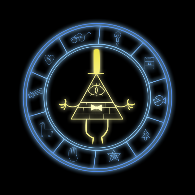 Illuminated Bill Cipher's Wheel - Gravity Falls - Tapestry | TeePublic