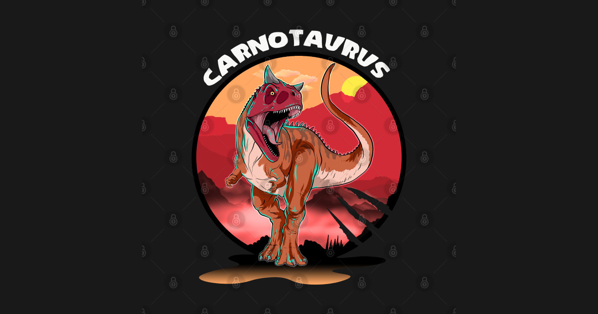 Carnotaurus Dinosaur Design With Background - Dinosaurs - T-Shirt ...