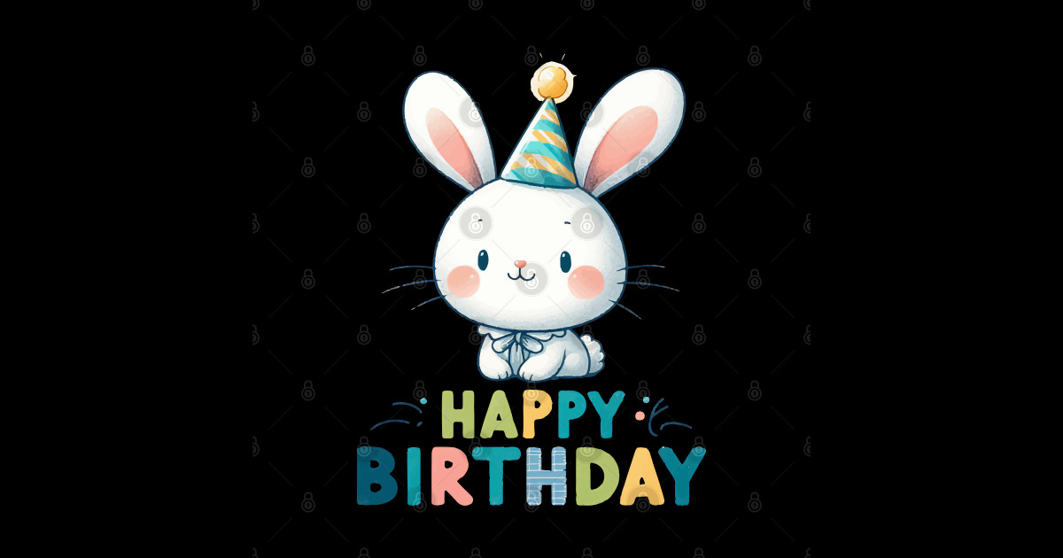 Kawaii Happy Birthday White Bunny Rabbit Party - Happy Birthday ...
