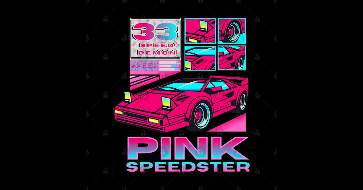33 Speed Demon "Pink Speedster" - Retro 1980s Streetwear - Sticker ...