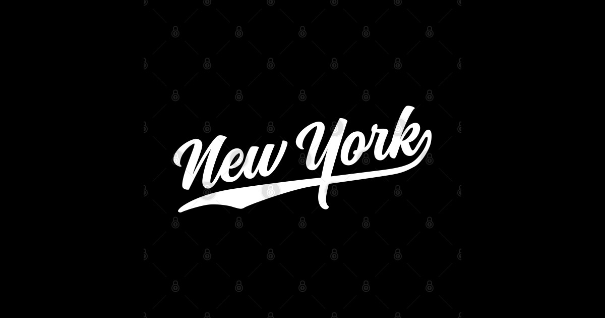 New York Cursive White Vintage Athletic Script - New York - Pin | TeePublic