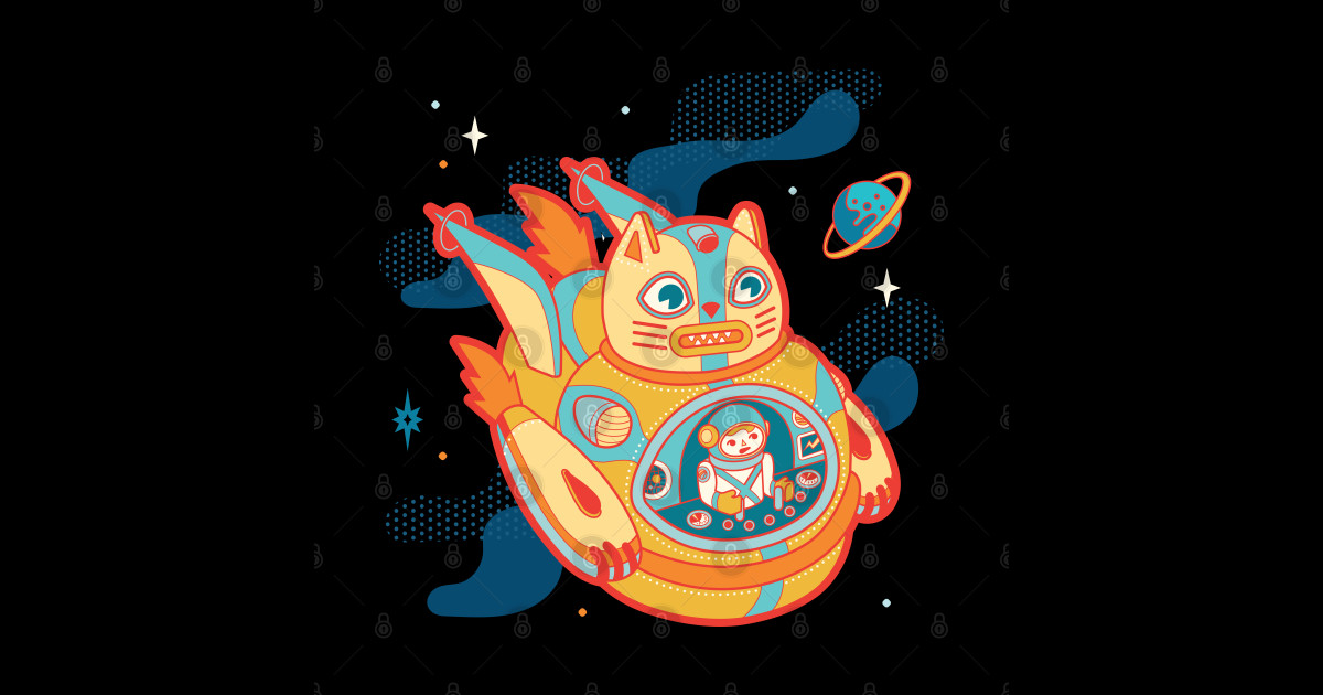 Cat Bot Ship 001 - Space Cats - Sticker | TeePublic