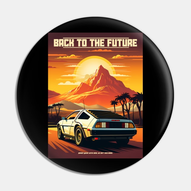 Back to the Future DeLorean poster - Back To The Future - Pin | TeePublic