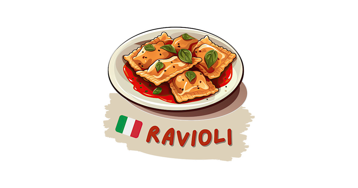 Ravioli | Italian cuisine | Traditional Food - Ravioli - T-Shirt ...
