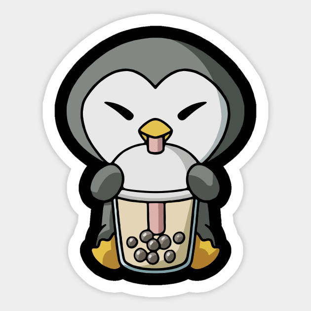 boba milk tea penguin - Boba - Sticker | TeePublic