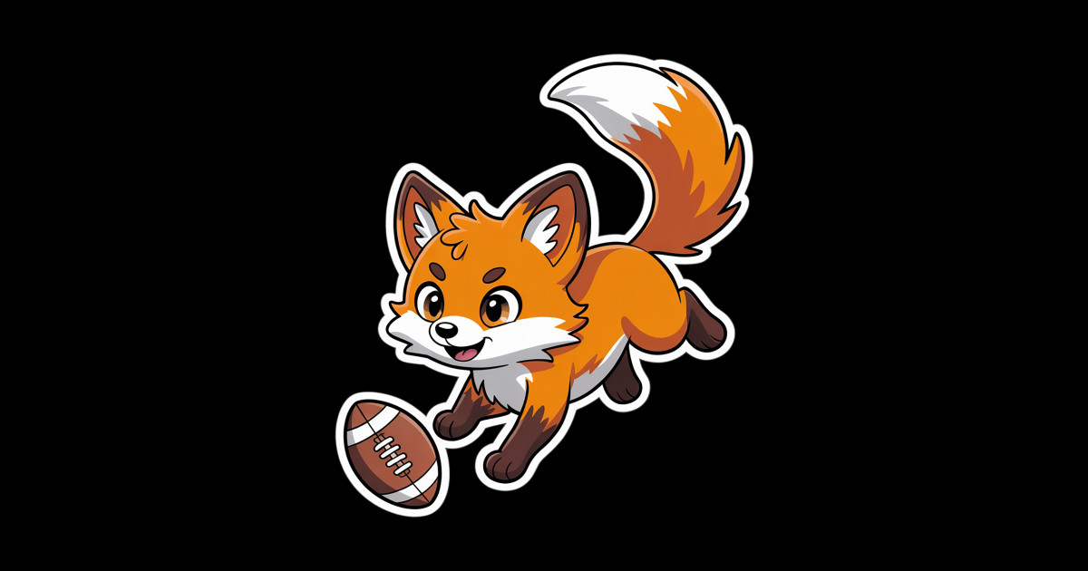 Rugby Fox Dive Cartoon - Rugby Fox Dive Cartoon - Sticker | TeePublic