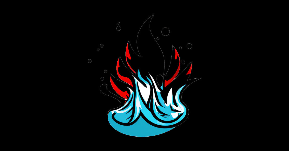 Fire and Water - Graphic Designs - Sticker | TeePublic