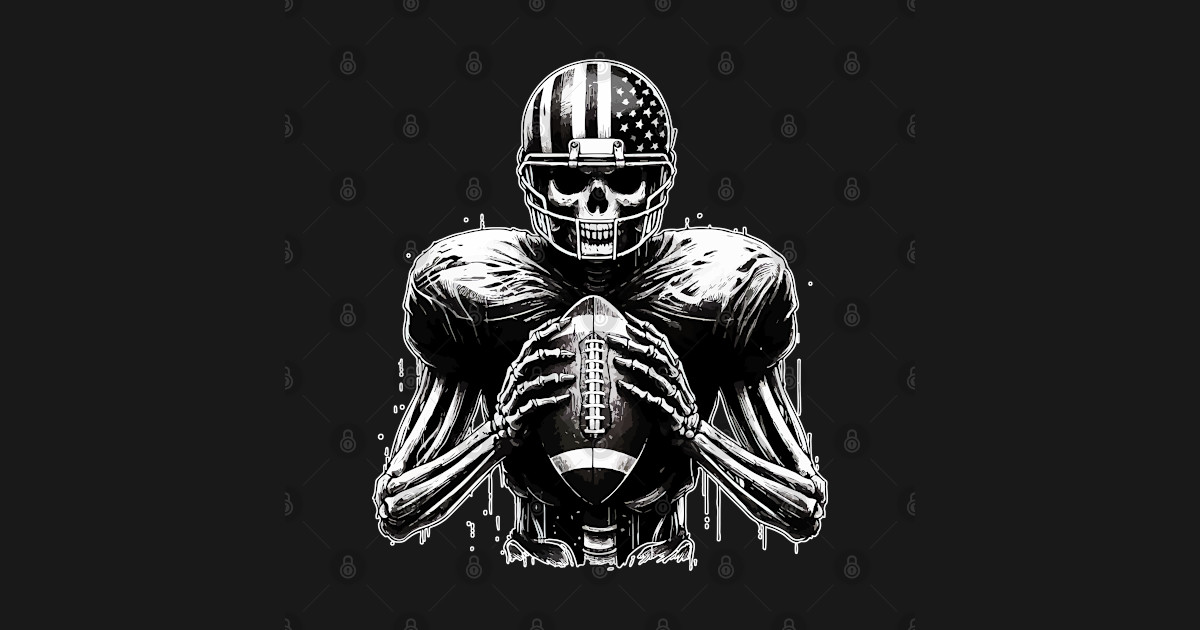 Spooky Halloween Skeleton Football Player - Skeleton - T-Shirt | TeePublic